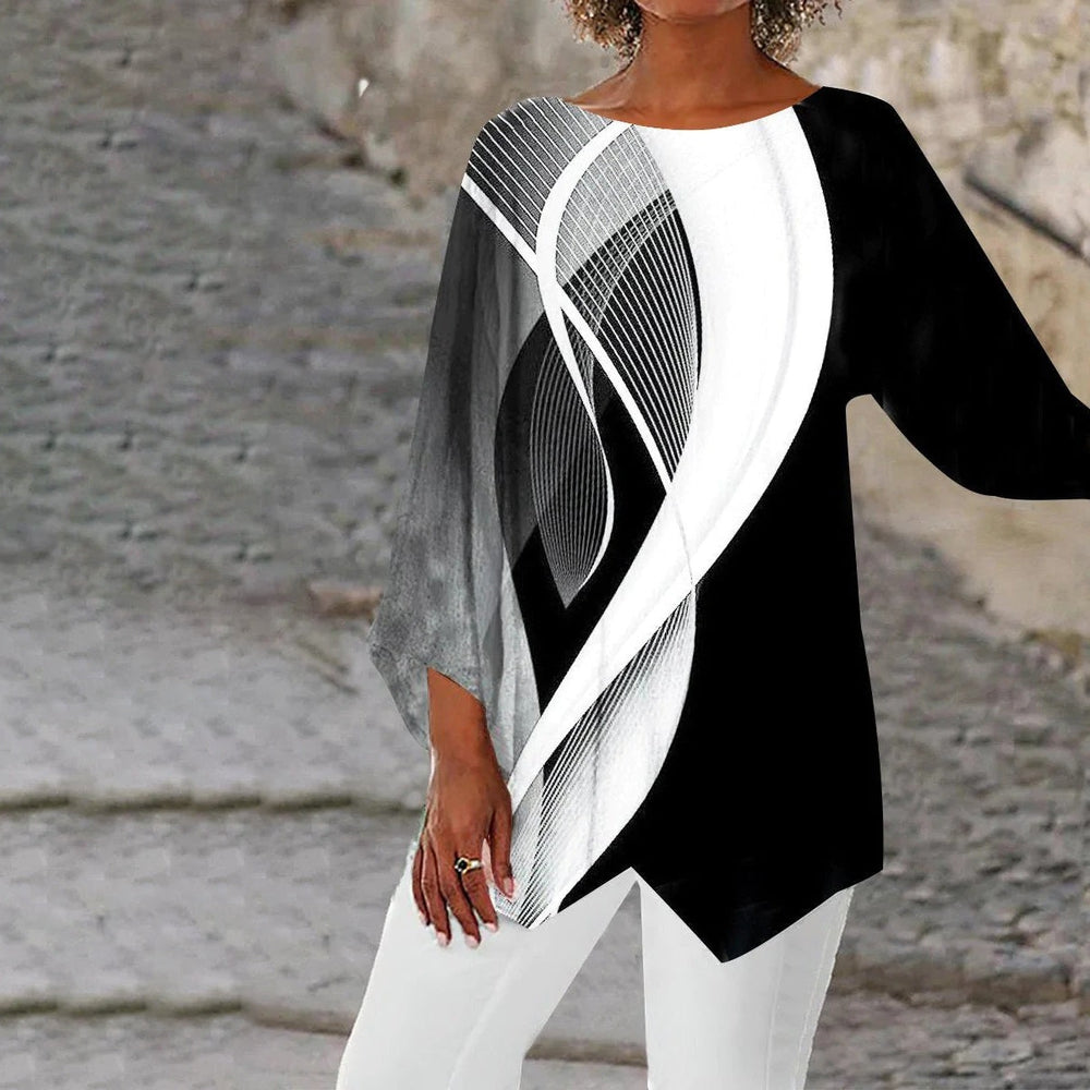 Luna | Tunique moderne géométrique à manches longues – Chic Parisien