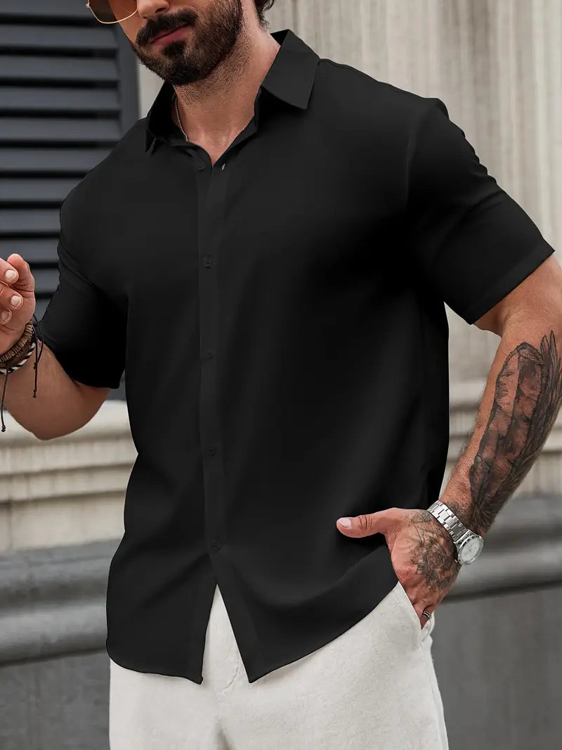 Edgardo | Élégante Chemise à Col Rabattu pour Hommes – Chic Parisien